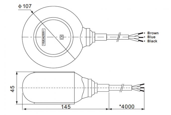 Custom IP68 10A Cable Float Level Switch Water Level Operated Switch