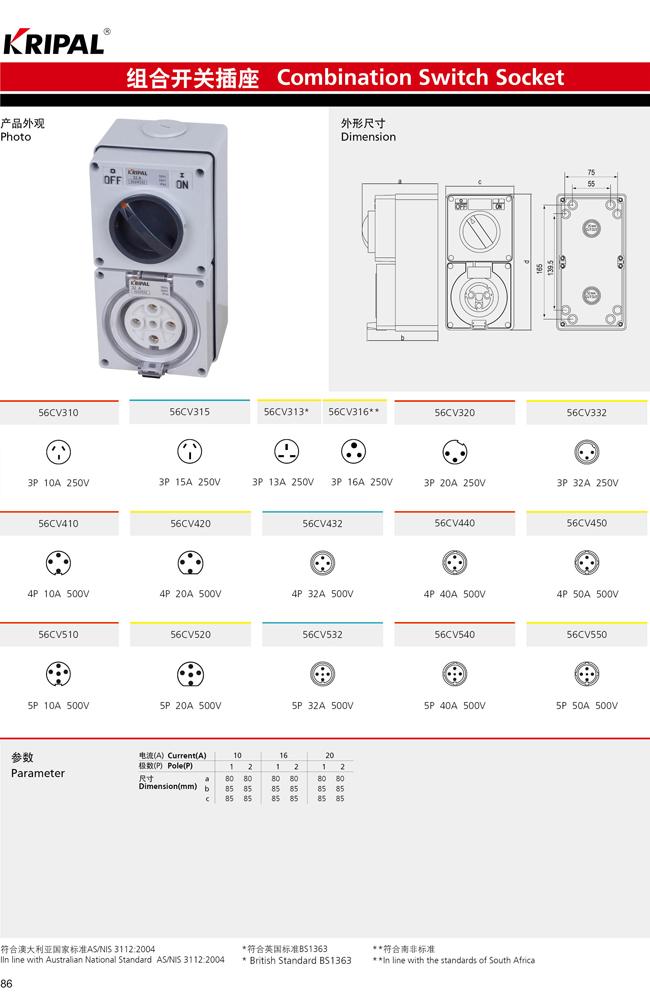 Industrial IP66 Waterproof Switch Socket 10A 15A 16A 20A 30A 32A 40A 50A
