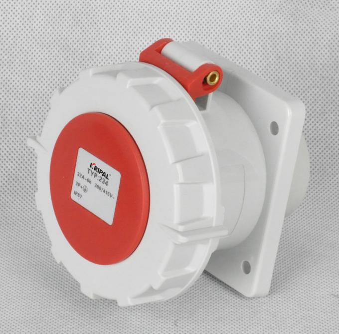 Straight IP67 Outdoor Industrial Panel Mounted Receptacles /Sockets 16A ...