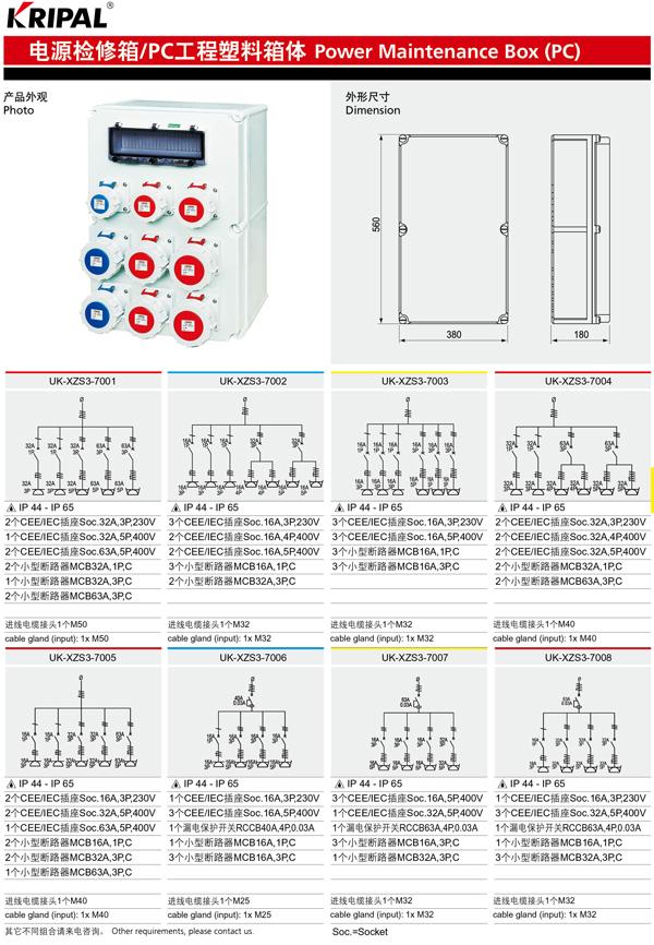 32A 440V IP67 Industrial Maintenance Box Power Supply Waterproof