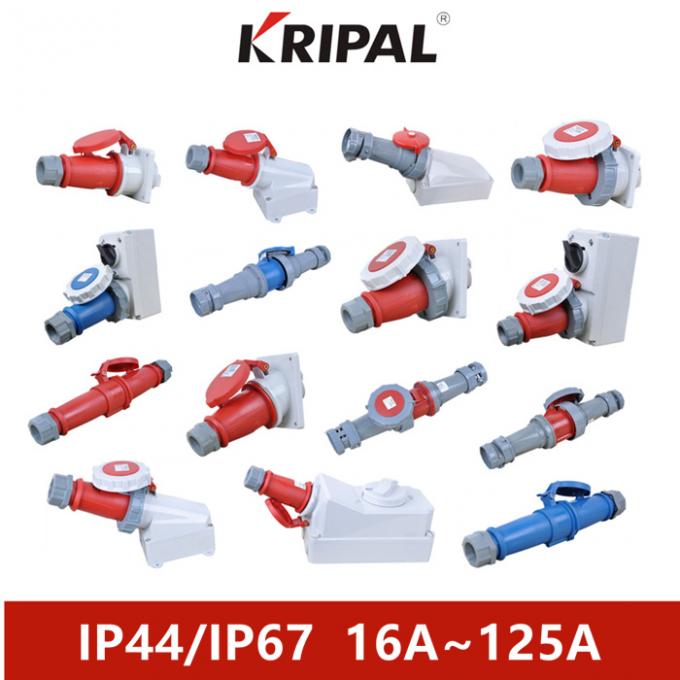 Three Phase Industrial Electrical Sockets And Plugs IP44 16A 32A