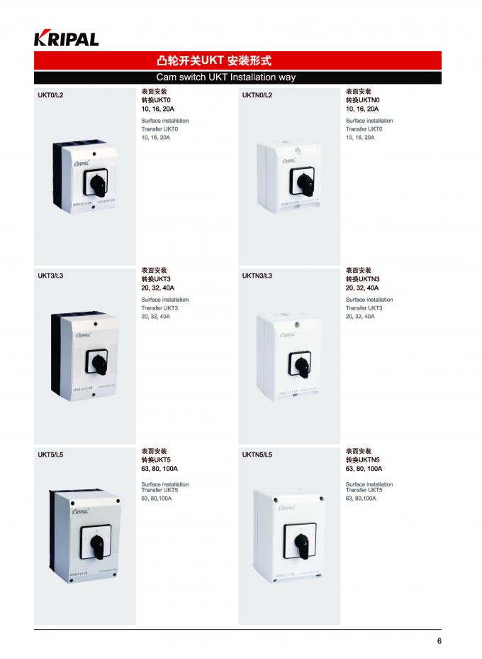 IEC standard IP65 63A 4P Electrical Selector Switch waterproof