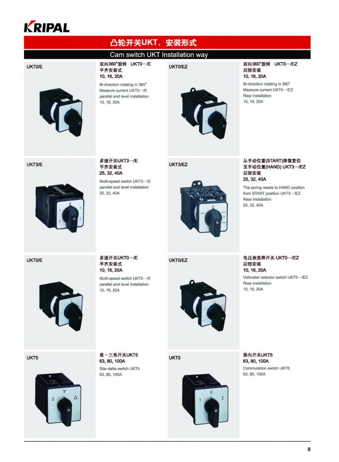20A IP65 Waterproof Single Phase Changeover Switch IEC standard