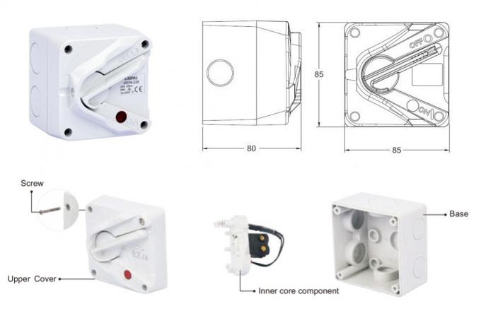 IP66 250V 2Pole 16A Electrical Mini Weatherproof Isolator Switch