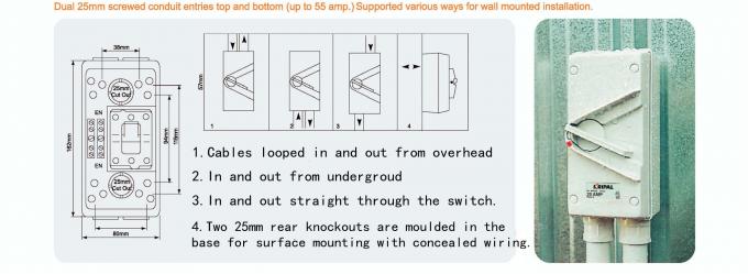 IP66 10-63A 250V 440V UKF series Weatherproof Outdoor Lever Switch