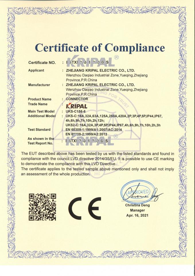 IP44 63A Single Phase Waterproof industrial Connector IEC Standard