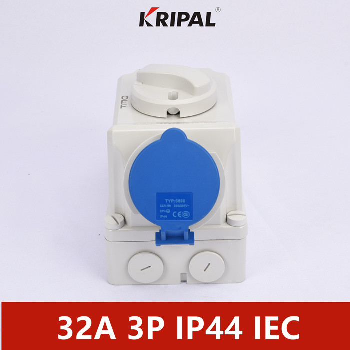 IEC IP44 32A Single Phase Switch Socket With mechanical interlock